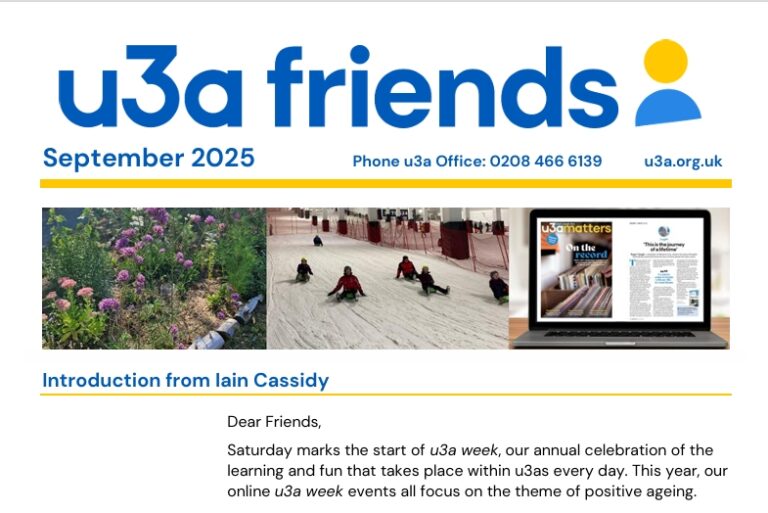 Friends Newsletter September 2025 - Nottinghamshire Network of u3as